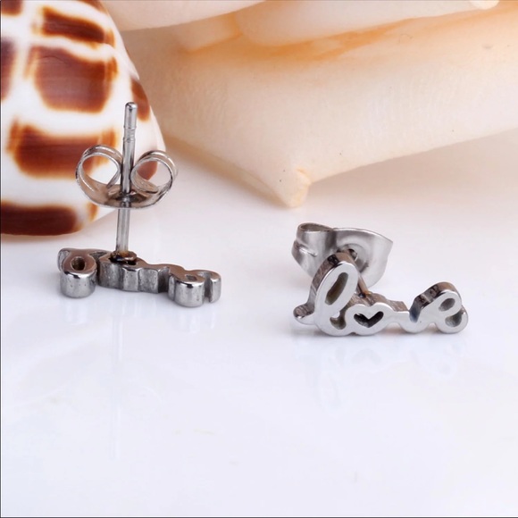 Jewelry | Handwritten Cursive Love Stainless Steel Earrings | Poshmark